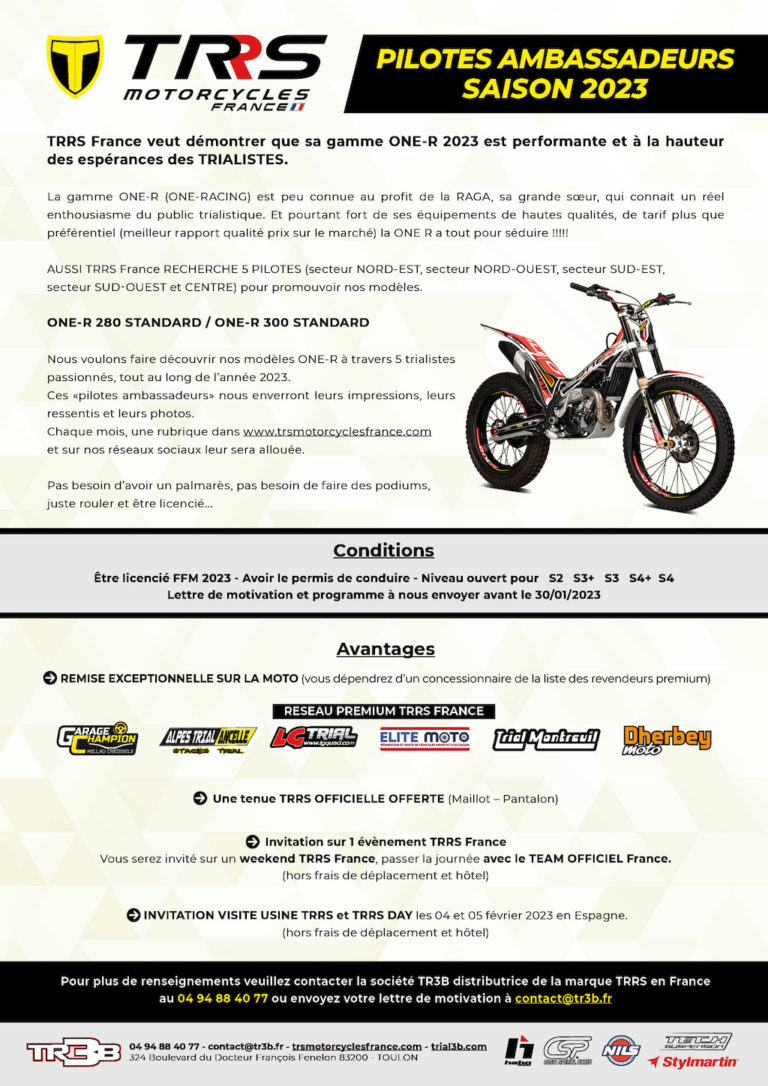 TRRS France recherche pilotes pour la TRRS ONE-R 2023 … – Planète Trial